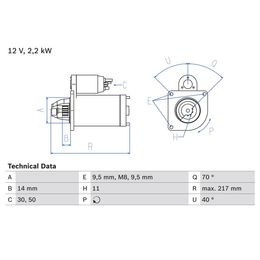 Bosch Starter 0986023580 f&uuml;r DS Peugeot Suzuki
