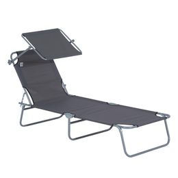 Outsunny Sonnenliege, Grau, Metall, 58x36x187 cm, Gartenm&ouml;bel, Gartenliegen