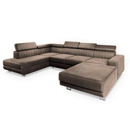 Masseno Wohnlandschaft, Beige, Metall, 5-Sitzer, U-Form, 335x89x190 cm, Wohnzimmer, Sofas & Couches, Wohnlandschaften, Wohnlandschaften in U-Form