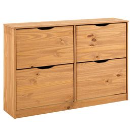 Idimex Schuhschrank, Honig, Holz, Kiefer, Vintage, 115x79x25 cm, FSC Mix, Garderobe, Schuhaufbewahrung, Schuhkipper