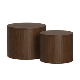 VICCO Couchtisch-Set, Walnuss, Holzwerkstoff, Rund, 48x38x48 cm, Wohnzimmer, Wohnzimmertische, Couchtische