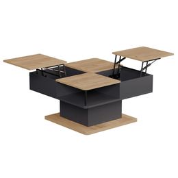 VICCO Couchtisch, Anthrazit, Holzwerkstoff, 2 F&auml;cher, Rechteckig, 80x80x45 cm, Wohnzimmer, Wohnzimmertische, Couchtische
