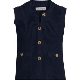 LANDS' END &Auml;rmellose Rippstrick-Weste f&uuml;r Damen, Damen, size: regular, Blau, Baumwolle, by Lands' End