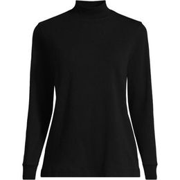 LANDS' END Stehkragen-Shirt in Petite-Gr&ouml;&szlig;e, Damen, size: petite, Schwarz, Baumwolle, by Lands' End