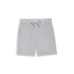 Tom Tailor Damen Chino Bermuda Shorts mit Kordelzug, blau, Gestreift, Gr. 36
