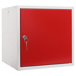 Schlie&szlig;fachw&uuml;rfel, Breite 350 mm, HxBxT 350 x 350 x 350 mm, Korpus grau, T&uuml;r rot kaiserkraft