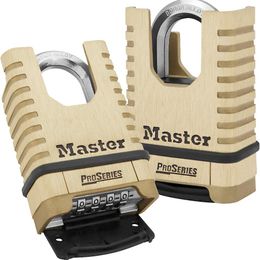 Master Lock Masterlock Vorh&auml;ngeschloss, Messing, mit Zahlenkombination, VE 4 Stk, 10 mm B&uuml;gel, ummantelt
