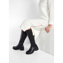bonprix Stiefel, schwarz, Gr.42, Zeitloser Stiefel mit profilierter Sohle, aus Vegan