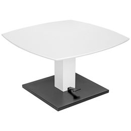 Novel Couchtisch, Schwarz, Wei&szlig;, Metall, Holzwerkstoff, quadratisch, Bodenplatte, Sockel, 80x47-66x80 cm, h&ouml;henverstellbar, einfacher Aufbau, Wohnzimmer, Wohnzimmertische, Couchtische, Couchtische Metall