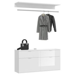Mid.you Garderobe, Wei&szlig;, 2-teilig, 2 Schublade(n) Schubladen, 121x62x34 cm, FSC Mix, Garderobe, Garderoben-Sets & Serien, Garderoben-Sets