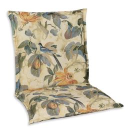 Sesselauflage, Blau, Gr&uuml;n, Orange, Sand, Beige, Hellbraun, Currygelb, Textil, Floral, F&uuml;llung: Schaumstoff, Vlies, 50x9x100 cm, Handmade in Germany, hochwertige Qualit&auml;t, Outdoor-Kissen, Gartenstuhlauflagen, Niedriglehner-Auflagen