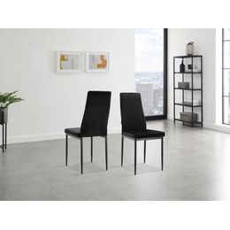 Esszimmerstuhl OTTO HOME "Remus", schwarz (schwarz, schwarz), B:53cm H:97cm T:42cm, Kunstleder;Samtvelours (100% Polyester), St&uuml;hle, Esszimmerstuhl, im 1er,2er und 4er Set erh&auml;ltlich, unterschiedliche Bezugsqualit&auml;ten