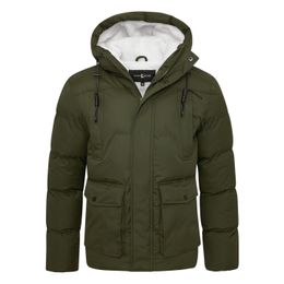 Winterjacke Soulstar "Steppjacke mit Kapuze & Teddyfell - Pufferjacke", Herren, Gr. M, gr&uuml;n (olive), Obermaterial: 100% Polyester PES., Jacken Winterjacke