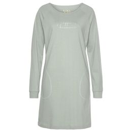 Nachthemd Vivance Dreams, Damen, Gr. 32/34, N-Gr, jade, Single Jersey, Obermaterial: 50% Baumwolle, 50% Viskose, unifarben, Basic, bequem kurz, Rundhals, Raglan&auml;rmel Rippb&uuml;ndchen, Kleider Nachthemd, mit Seitennahttaschen