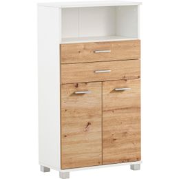Midischrank Welltime "Palermo, Breite 60 cm made in Germany", wei&szlig; (mattwei&szlig;, artisaneichefarben), B:59,8cm H:110,5cm T:32,6cm, FSC-zertifizierter Holzwerkstoff, Schr&auml;nke, Midischrank, Metallbeschl&auml;ge