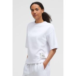 Sweater SENSES.THE LABEL, Damen, Gr. M/L, wei&szlig;, Jersey, Material: 70% Baumwolle, 30% Polyester, unifarben, relaxed fit normal, Rundhals, eingesetzt gerader Abschluss, Sweatshirts Sweater