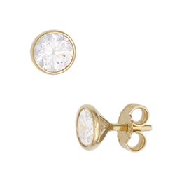 Paar Ohrstecker Jobo, gold (gelbgold 333), Ohrringe, Damen, 5,4mm, Gelbgold 333, rund 333 Gold mit Zirkonia