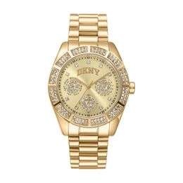 Quarzuhr DKNY "Mulit Function Watch", gold (goldfarben), Armbanduhren, Damen, Quarzuhr, Armbanduhr, Damenuhr, Edelstahlarmband, analog, Tag