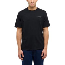 T-Shirt Mustang "Austin-Logo small", Jungen, Gr. L, jet schwarz, Jersey, Obermaterial: 100% Baumwolle, normal normal, Rundhals, Shirts T-Shirt, Regular fit, kleiner Markenschriftzug