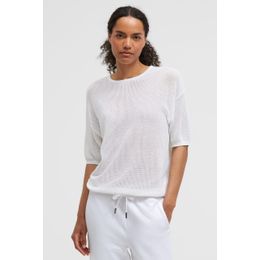 Rundhalspullover SENSES.THE LABEL, Damen, Gr. M/L, wei&szlig;, Strick, Material: 60% Baumwolle, 40% Viskose, unifarben, relaxed fit normal, Rundhals, eingesetzt Rippb&uuml;ndchen, Pullover Rundhalspullover
