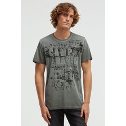 Rundhalsshirt CAMP DAVID, Jungen, Gr. M, dusty gr&uuml;n, Single Jersey, Material: 100% Baumwolle, bedruckt, regular fit normal, Rundhals, eingesetzt gerader Abschluss, Shirts Rundhalsshirt, mit Kontrastn&auml;hten