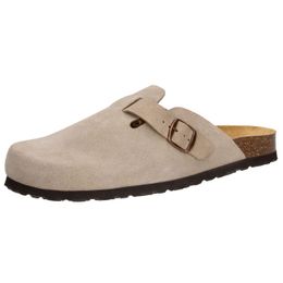 Hausschuh Lico "Clog Pedro", Herren, Gr. 38, grau, Leder, Schuhe Hausschuh