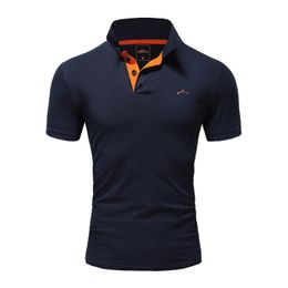 Poloshirt Soulstar "Kurzarm T-Shirt f&uuml;r Herren", Herren, Gr. M, blau (navy, orange), Obermaterial: 100% Baumwolle CO., Shirts, Herren Kurzarm T-Shirt Polo Hemd