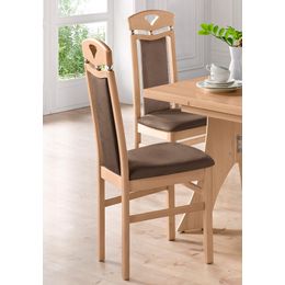 Esszimmerstuhl Home Affaire "Berta K&uuml;chenstuhl", braun, B:46cm H:103cm T:50,5cm, Holzwerkstoff, St&uuml;hle, Esszimmerstuhl, Bezug in Microfaser, Gestell aus Buche Massivholz