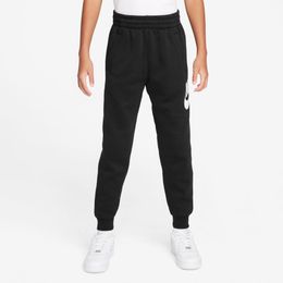 Sporthose Nike Sportswear "Nike Club Fleece Big Kids' Joggers", Kinder, Gr. XS (116/122), N-Gr, schwarz-wei&szlig; (schwarz, wei&szlig;), Sweatware, Obermaterial: 80% Baumwolle, 20% Polyester, unifarben, lang, Hosen Sporthose, f&uuml;r Jugendliche, f&uuml;r Laufen und Fitness, mit Kordelverschluss