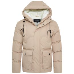 Winterjacke Soulstar "Steppjacke mit Kapuze & Teddyfell - Pufferjacke", Herren, Gr. XL, schwarz (stone), Obermaterial: 100% Polyester PES., Jacken Winterjacke