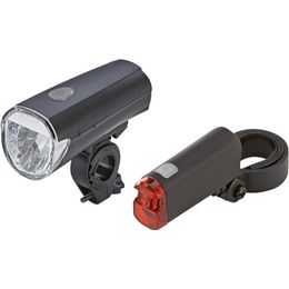 Fahrradbeleuchtung Prophete "LED-Batterieleuchten Set, 30/15 LUX", schwarz, Fahrradlampen