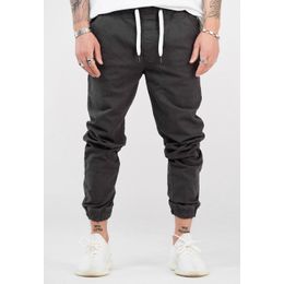 Chinohose Soulstar "Freizeithose Jogger-Hose mit elastischem Bund Stoffhose f&uuml;r Herren", Herren, Gr. 29, Einheitsgr&ouml;&szlig;e, grau (dunkelgrau), Obermaterial: 97% Baumwolle CO. 3% Elasthan EL., Hosen Chinohose, Herren Jeans Hose im Jogger-Stil Stoffhose