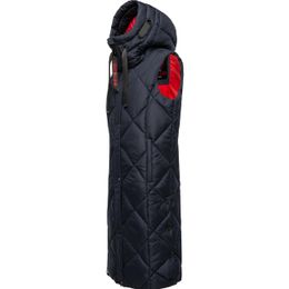 Steppweste Navahoo "Schnuckel", Damen, Gr. S (36), blau (navy), Oberstoff: 100% Polyester. Futter: 100% Polyester. Wattierung: 100% Polyester, l&auml;ssig geschnitten ca. Mitte Wade, hoch geschlossener Ausschnitt, Westen Steppweste, warme Damen Outdoor-Weste lang mit Kapuze