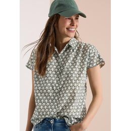 Hemdbluse Cecil, Damen, Gr. XXL (46), khaki, Web, 100% Baumwolle, gemustert, klassisch normal, V-Ausschnitt, abgesteppt, Blusen Hemdbluse, aus reiner Baumwolle