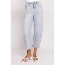 Relax-fit-Jeans Zhrill "ZHYVE", Damen, Gr. 25, N-Gr, blau, Denim/Jeans, Obermaterial: 99% Baumwolle, 1% Elasthan, Destroyed-Effekte, relaxed fit kn&ouml;chelfrei, Jeans, mit Destroyed-Effekten, aus Baumwollmischung