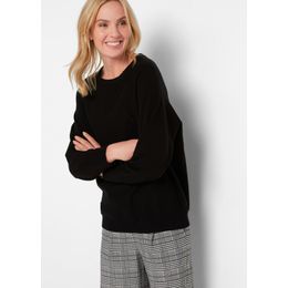 Strickpullover bonprix "Pullover mit Fledermaus&auml;rmeln", Damen, Gr. 36/38 (S), schwarz, Feinstrick, Obermaterial: 70% Baumwolle, 30% Polyamid, unifarben, figurumspielend h&uuml;ftbedeckend, Rundhals, Fledermaus&auml;rmel Strickb&uuml;ndchen, Pullover Strickpullover, im Feinstrick mit hohem Baumwollanteil, mit Fledermaus&auml;rmeln