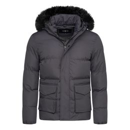 Winterjacke Soulstar "Steppjacke mit Kapuze - Pufferjacke", Herren, Gr. L, grau (charcoal), Obermaterial: 100% Polyester PES., Jacken Winterjacke