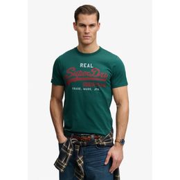 Rundhalsshirt Superdry "VL CLASSIC TEE", Jungen, Gr. M, varsity gr&uuml;n, Single Jersey, Obermaterial: 100% Baumwolle, bedruckt, regular fit normal, Rundhals, Shirts Rundhalsshirt, mit klassischem Vintage-Logo Print