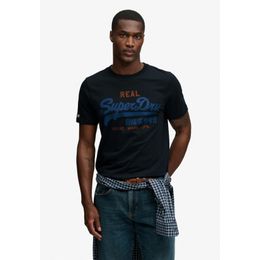 Rundhalsshirt Superdry "VL CLASSIC TEE", Jungen, Gr. L, eclipse navy, Single Jersey, Obermaterial: 100% Baumwolle, bedruckt, regular fit normal, Rundhals, Shirts Rundhalsshirt, mit klassischem Vintage-Logo Print