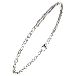 Armband Jobo "Mixed Chain zweigeteilt kombiniert 19 cm", silber (silber 925), Armb&auml;nder, Damen, 19cm, Silber 925 (Sterlingsilber), Armband, 925 Silber
