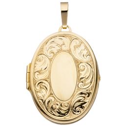 Medallionanh&auml;nger Jobo "Anh&auml;nger Medaillon oval", gold (goldfarben), Schmuckanh&auml;nger, Damen, Silber 925 (Sterlingsilber), 925 Silber vergoldet