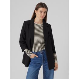 V&eacute;ro Moda Longblazer VERO MODA "VMFRIDA LS REGULAR BLAZER NOOS", Damen, Gr. 34, gr&uuml;n (schwarz), Web, Obermaterial: 98% Polyester, 1% Elasthan, 1% Viskose, unifarben, regular fit Po-bedeckend, gerader Abschluss, Blazer Longblazer, Materialmix, regular fit