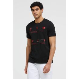 Rundhalsshirt CAMP DAVID, Jungen, Gr. 4XL, schwarz, Single Jersey, Material: 95% Baumwolle, 5% Elasthan, bedruckt, regular fit normal, Rundhals, eingesetzt gerader Abschluss, Shirts Rundhalsshirt, mit reflektierenden Details