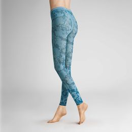 Feinstrumpfleggings Hudson "Leggings Floral", Damen, Gr. 36-38, blau (jeans blau 0959), Obermaterial: 90% Polyamid PA. 10% Elasthan EL., Strumpfhosen