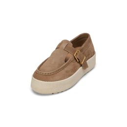 Marc O'Polo Loafer MARC O'POLO "aus weichem Veloursleder", Damen, Gr. 38, beige (schwarzer sand), Obermaterial: 100% Leder, unifarben, Schuhe Loafer
