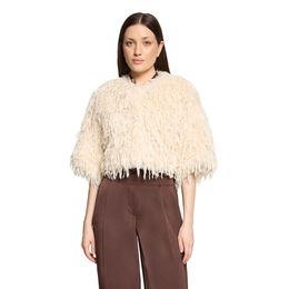 Fellimitatjacke Vera Mont "Damen mit Fransen", Damen, Gr. 34, champagne sorbet, Obermaterial: 100% Polyester. Futter: 100% Polyester, comfort fit, Rundhals, Jacken