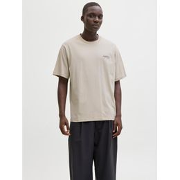 Jack & Jones Rundhalsshirt JACK & JONES "JJEARCHIVE GRAPHIC TEE SS O-NECK NOOS", Jungen, Gr. M, moonbeam, Jersey, Obermaterial: 100% Baumwolle, bedruckt, relaxed fit normal, Rundhals, Shirts Rundhalsshirt, Baumwolle, relaxed fit