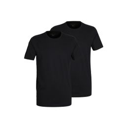 T-Shirt Bugatti "Bari", Herren, Gr. 50, schwarz (schwarz, dunkel, uni), Interlock, Obermaterial: 100% Baumwolle, unifarben, Basic, Basic h&uuml;ftbedeckend, Rundhals, Shirts Multipacks Unterhemd, Rundhalsausschnitt, Kurzarm, basic, Baumwolle, weich, bequem