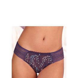 Panty Lascana "Mirabel", Damen, Gr. 44/46, pflaume, bunt, Mesh, Spitze, Obermaterial: 78% Polyamid, 14% Polyester, 8% Elasthan, Unterhosen Panty, mit gl&auml;nzender Blumenstickerei, transparente Unterw&auml;sche