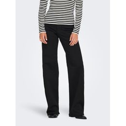 High-waist-Jeans Only "ONLMADISON BLUSH HW WIDE DNM SOO796 NOOS", Damen, Gr. XS (34), L&auml;nge 32, schwarz (schwarz denim), Denim/Jeans, Obermaterial: 91% Modal, 8% Elastomultiester, 1% Elasthan, unifarben, Jeans High-Waist-Jeans